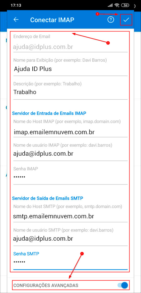 App Outlook - Android - IMAP – ID Plus
